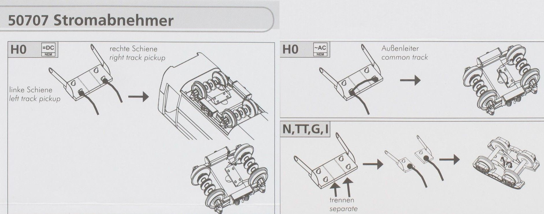 ESU 50707 Innenbeleuchtungs-Stromabnehmer für Waggons N - HO DC und AC ...